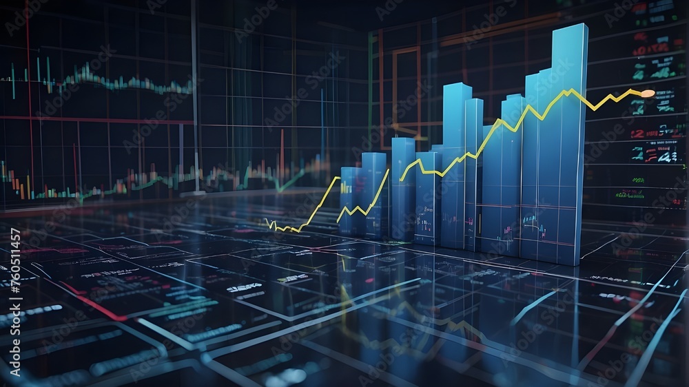 ภาพประกอบสต็อก Technological diagram for economic trade, digital ...