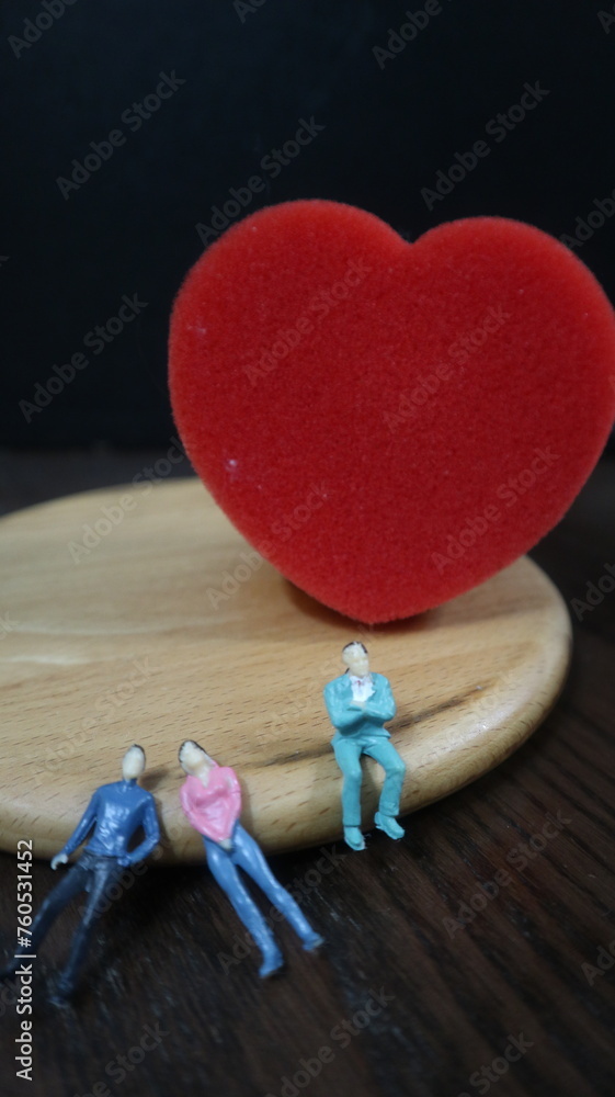 Poster people with red heat and strawberry design for story and ...