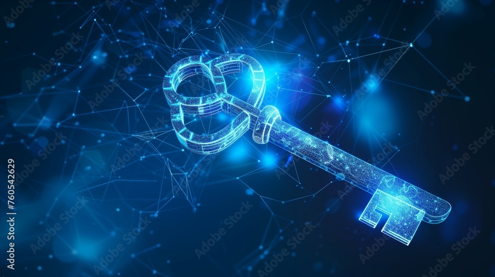 A futuristic key unlocking the potential of talent pools, with AI as ...