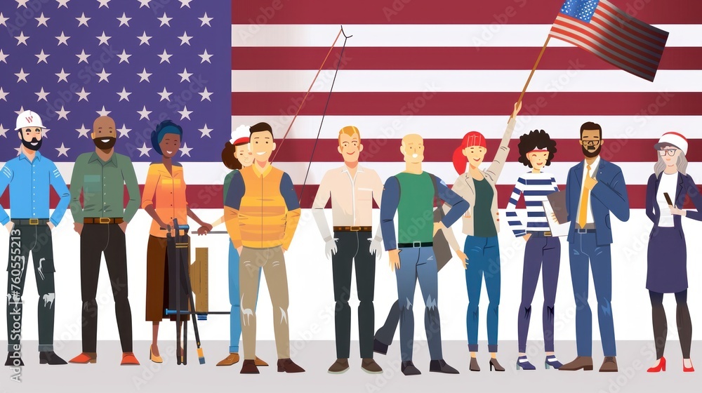 animated image of Different happy working professionals standing facing ...