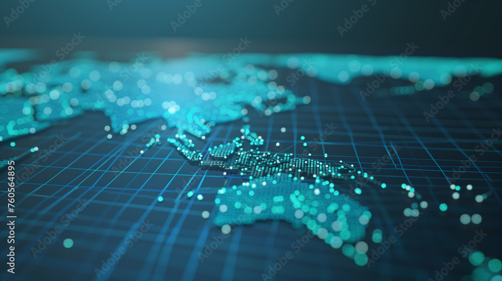 A 3D graphical representation of a global e-commerce analytics map ...