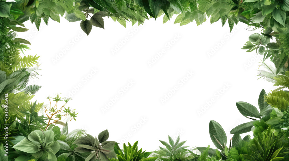 Tropical leaves foliage plant bush floral border isolated on clear png ...
