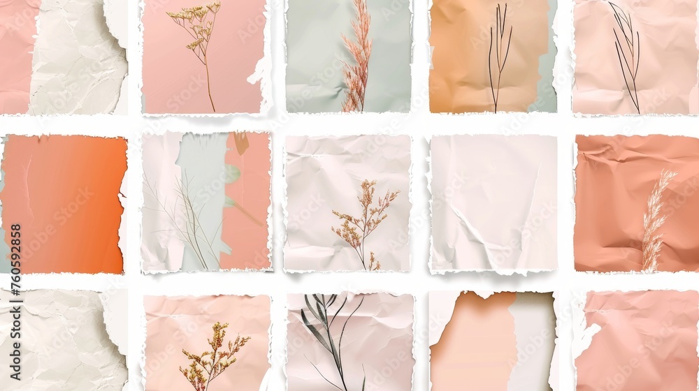 Jagged forms kit using white edge paper with torn shapes of squares and ...