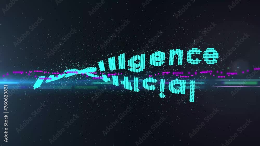 Artificial intelligence text headline title onblack background with ...