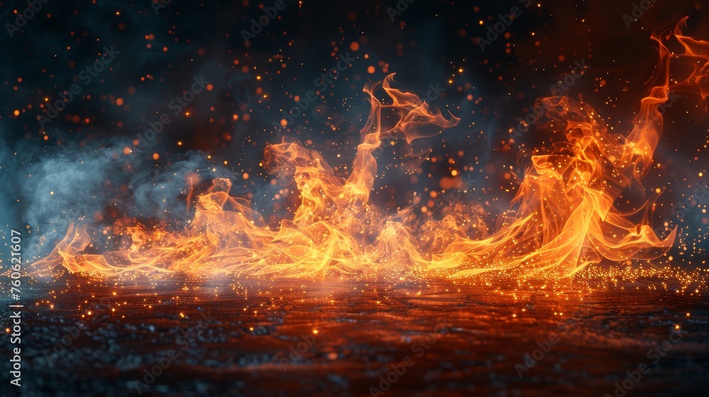 A realistic heat effect of flames in a bonfire from a blacksmith's ...