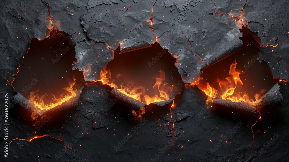 A realistic modern set of burned corners, holes, and borders. A ...