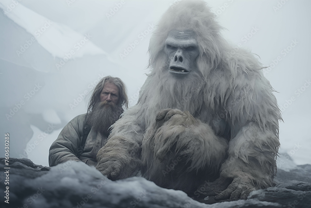 Picture of humans living in the Arctic region taking pictures of ice ...