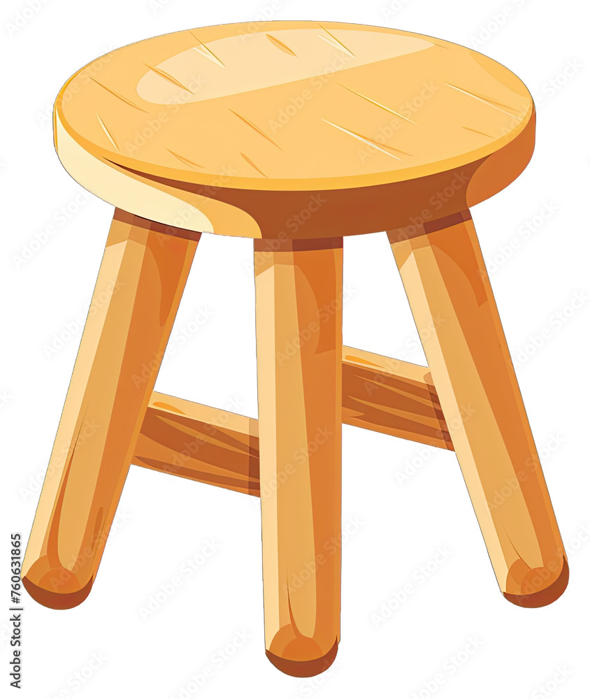 Three Legged Wooden Milking Stool Dairy Seat. Isolated on a Transparent ...
