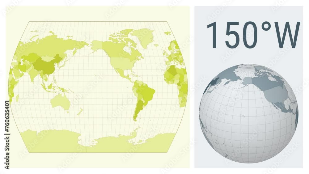 World map animation. John Muir Times projection. Colored countries ...