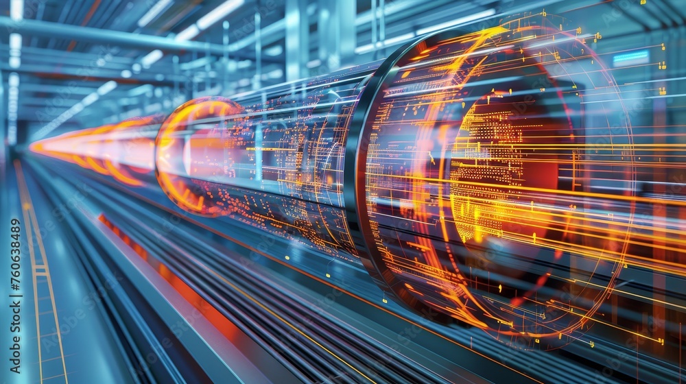 Intricate diagram showcases detailed design of fiber optic cable system ...