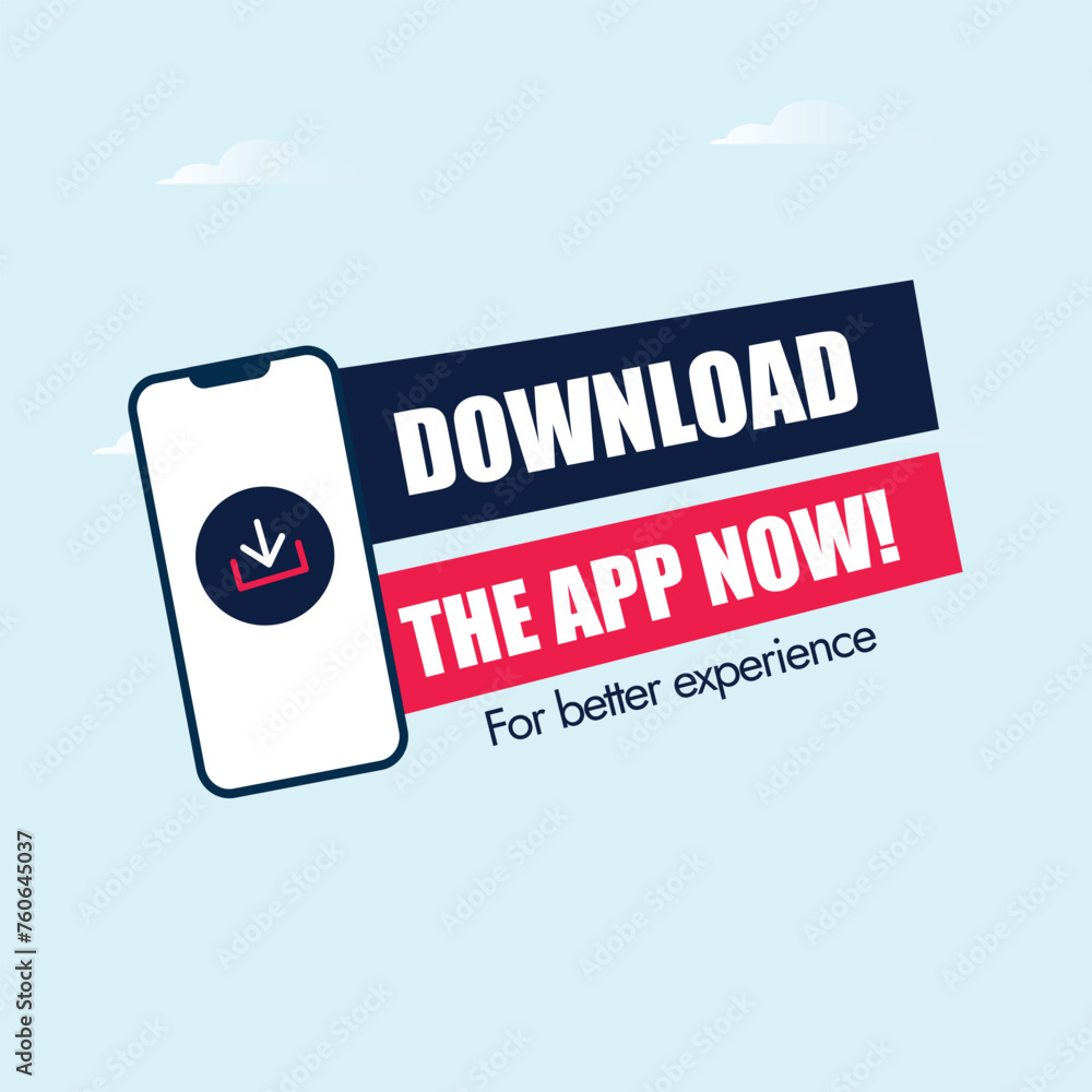 Download the App now. Download the app now label, sticker, banner with ...