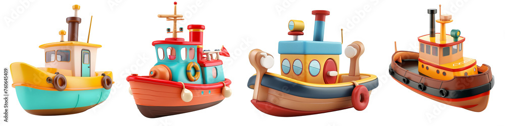 Toy Tugboat clipart collection, symbol, logos, icons isolated on ...