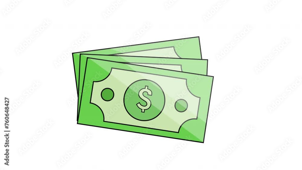 4K Animated money. Dollar Coins Cents and Dollar Papers Isolated on ...