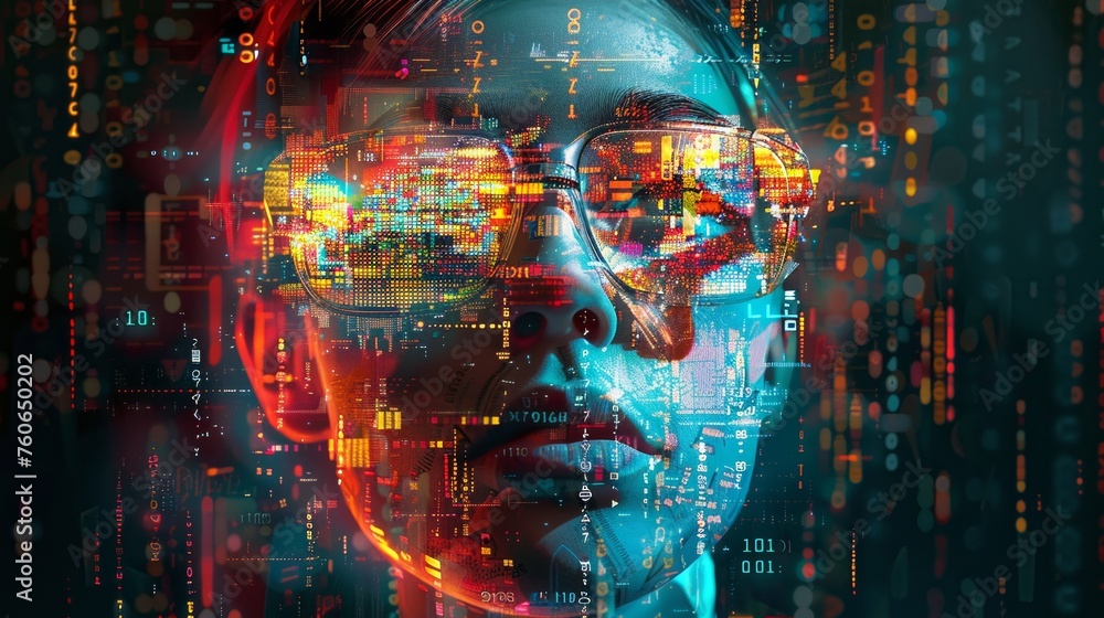 Code Warrior, Pixelated Attire, Virtual Explorer, delving into a realm ...