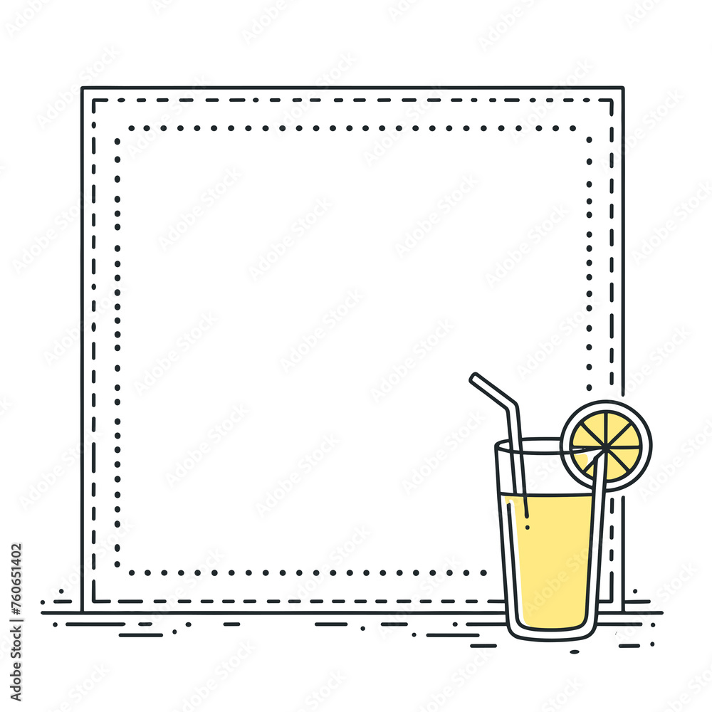 Inviting Minimalist Lemonade Glass Illustration, Refreshing Dotted Line ...