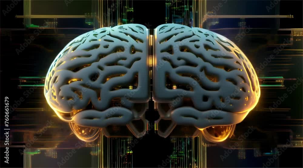 Digital representation of a human brain fused with artificial ...