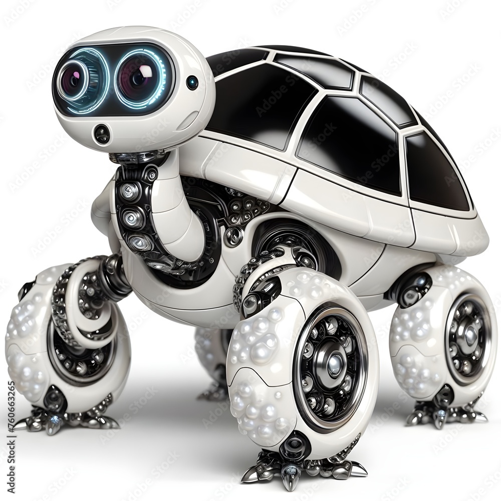AI GENERATES 3D FUTURISTIC TURTLE AMPHIBIAN REPTILE ROBOT SCI-FI BLACK ...