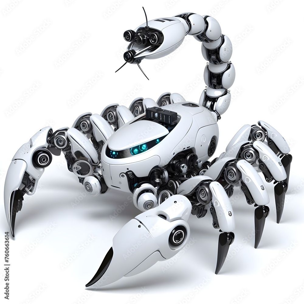 AI GENERATES 3D FUTURISTIC SCORPIONS STING ROBOT SCI-FI BLACK AND WHITE ...
