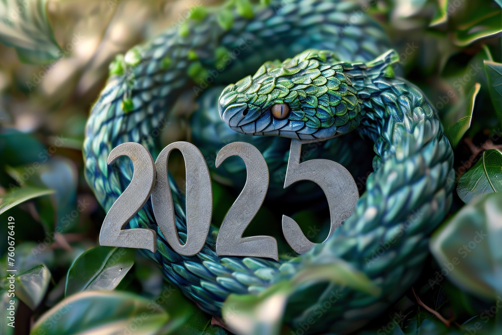 A symbolic representation of a green tree snake gracefully coiling ...