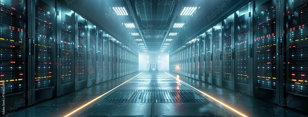 Data Center. A Visual Representation of Server Racks in a Data Center ...