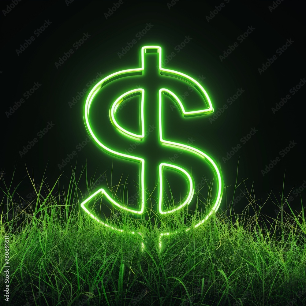 Green Dollar Symbol: Illustration of a 3D gold dollar sign on a green ...