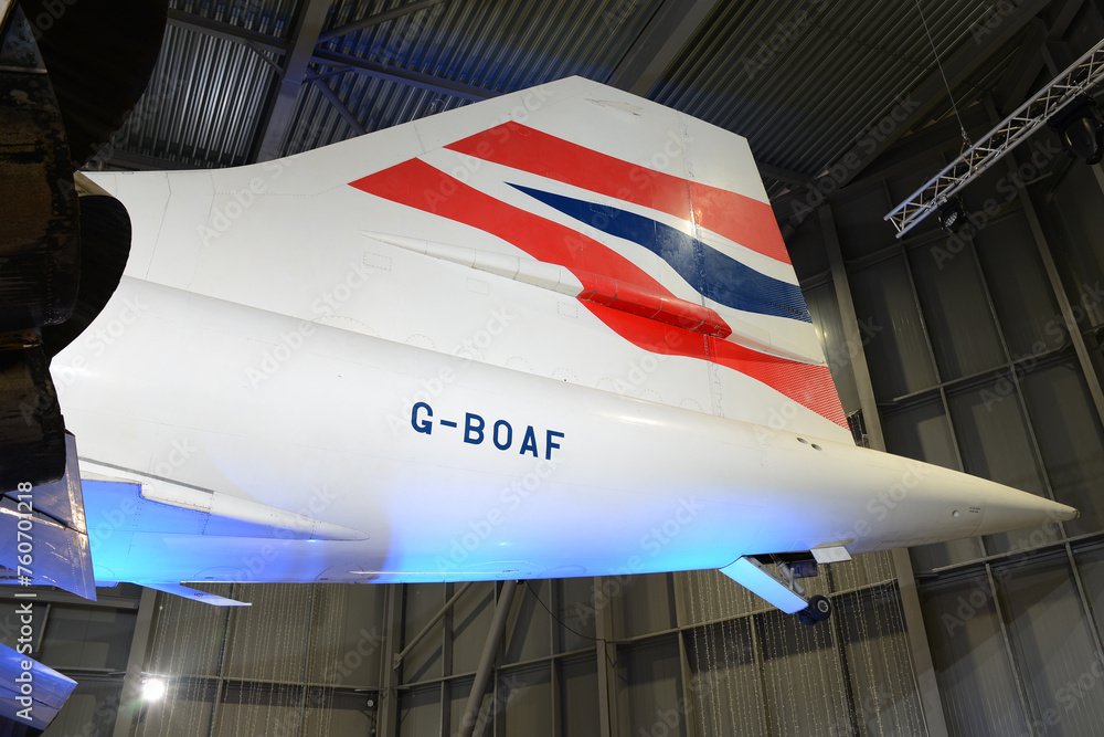 British Airways Concorde Aircraft Tail at Aerospace Bristol Museum ...