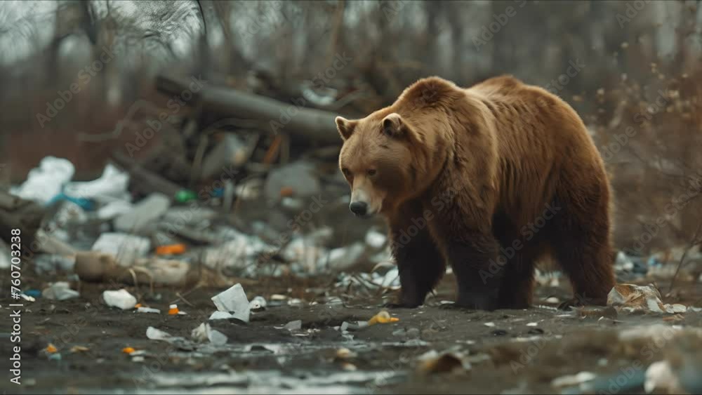 Polluted world. Garbage and waste. Animals suffer from pollution ...