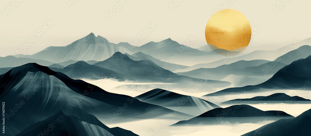 Mountain minimalistic landscape concept background design. Mountains ...