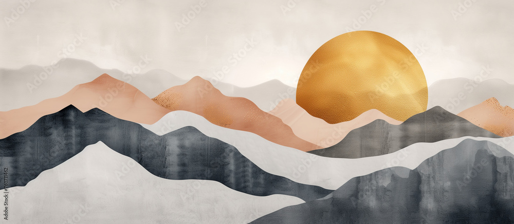 Mountain minimalistic landscape concept background design. Mountains ...