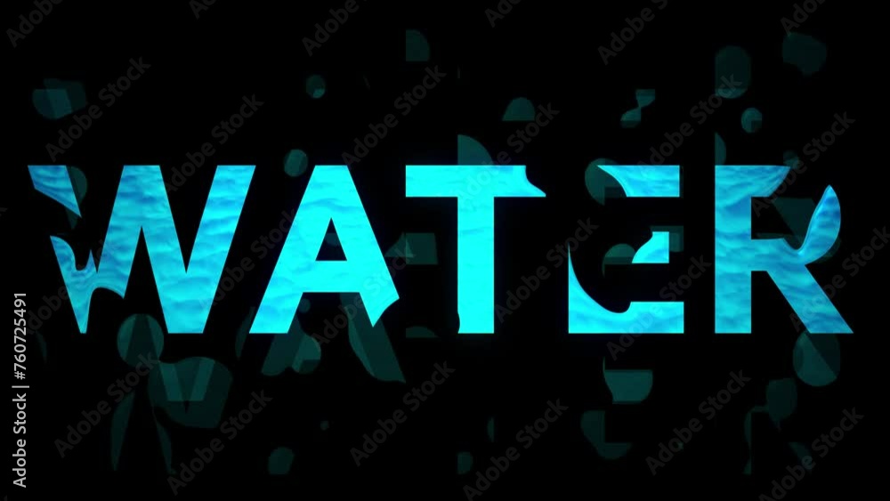water word headline text title with bubbles and cells of ocean water ...