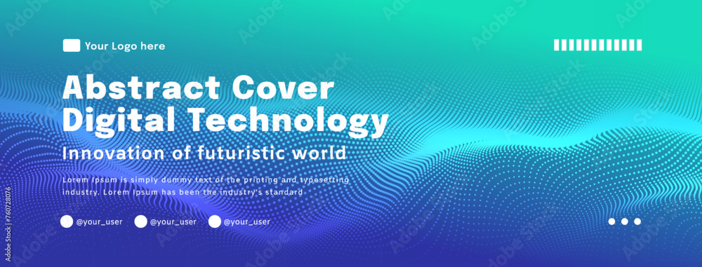 Digital technology poster cover speed connect blue green background ...