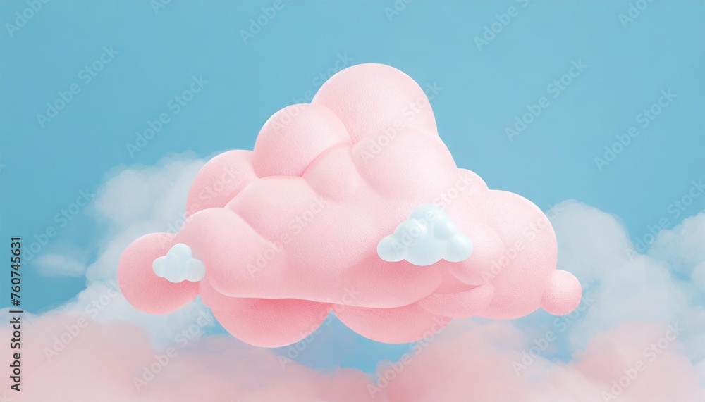 cute pastel clouds pink 3d clouds set isolated on a light pastel ...