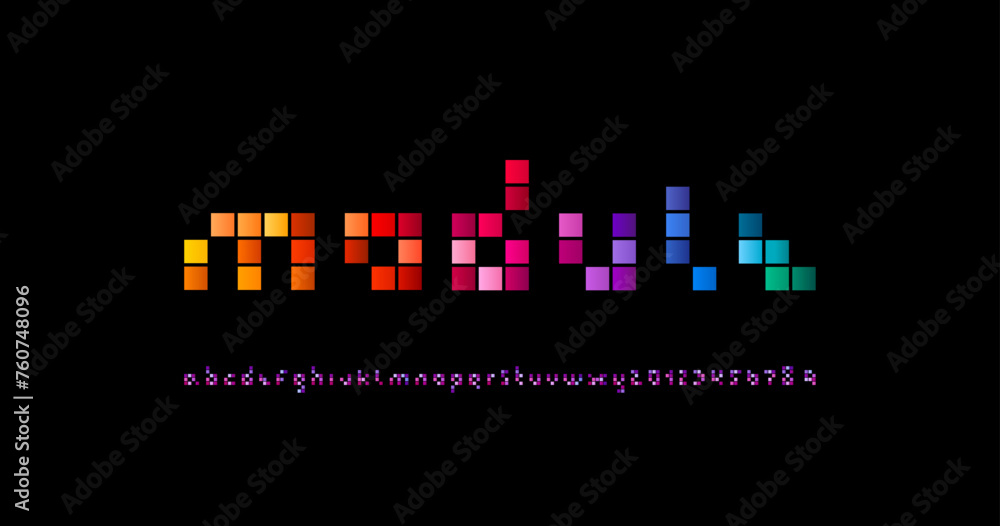 Mosaic font, pixeled alphabet, trendy letters and numbers made tile ...
