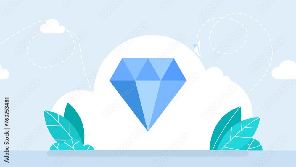 Big blue diamond icon. Gems store. Blue topaz. Diamond with edges that ...