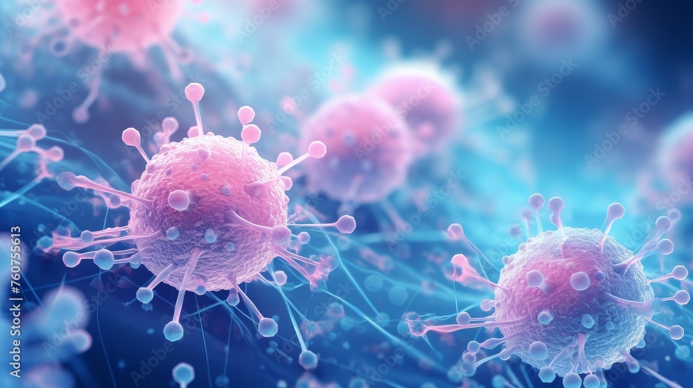 Molecular structure of cancer cells under microscope Stock Illustration ...