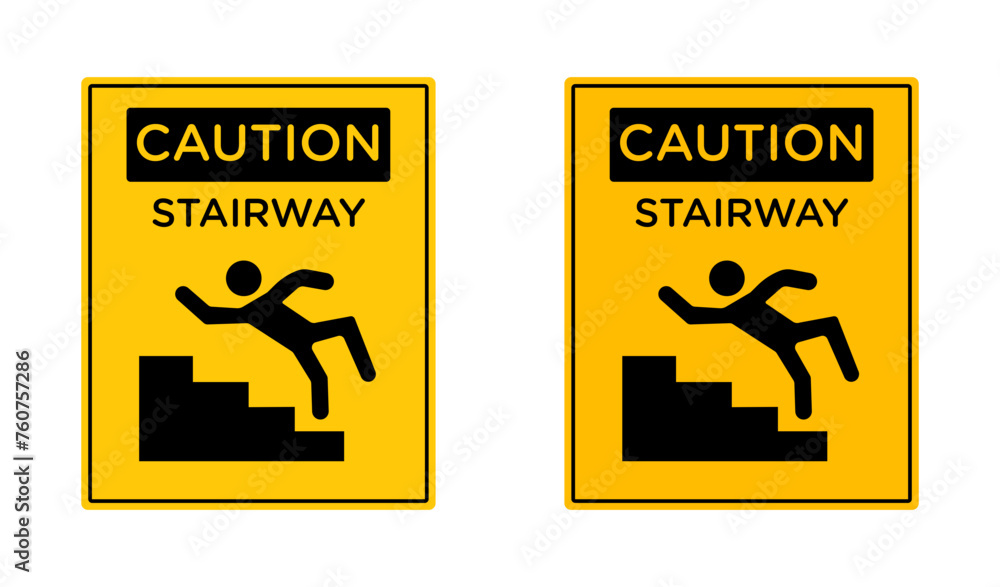 Staircase Safety Alert Sign. Caution for Stairway Use. Slippery Stairs ...
