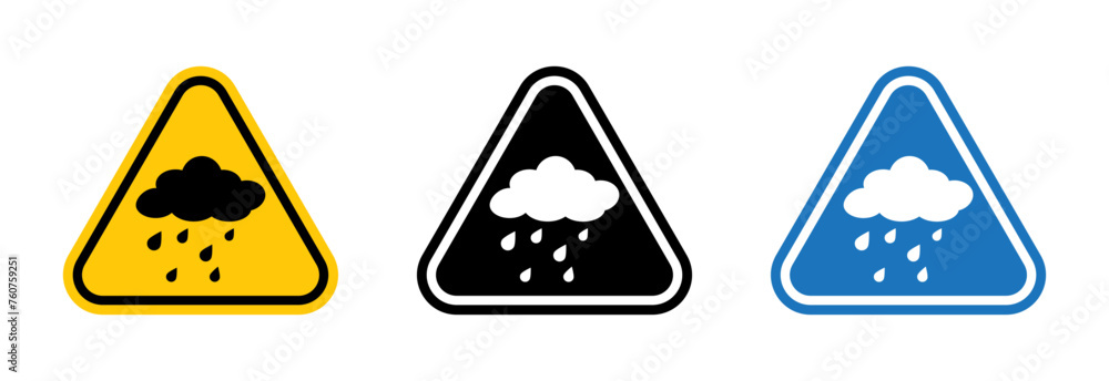 Vetor de Heavy Rainfall Warning Sign. Severe Storm Alert Symbol. Yellow ...
