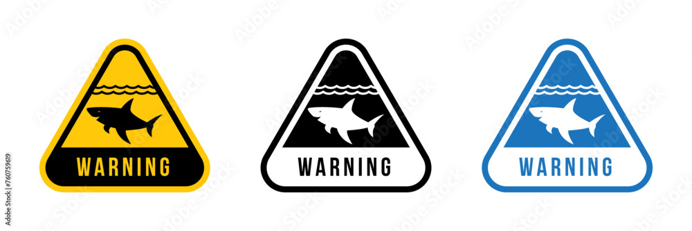 Vetor de Shark Presence Danger Sign. Warning for Shark Infested Waters ...