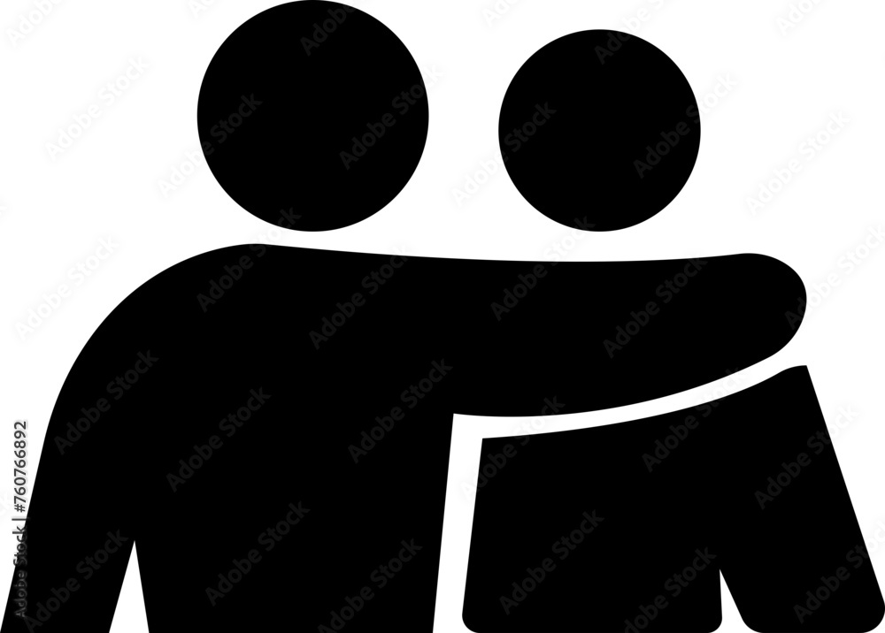 Two person friendship vector icon. filled flat sign for mobile concept ...