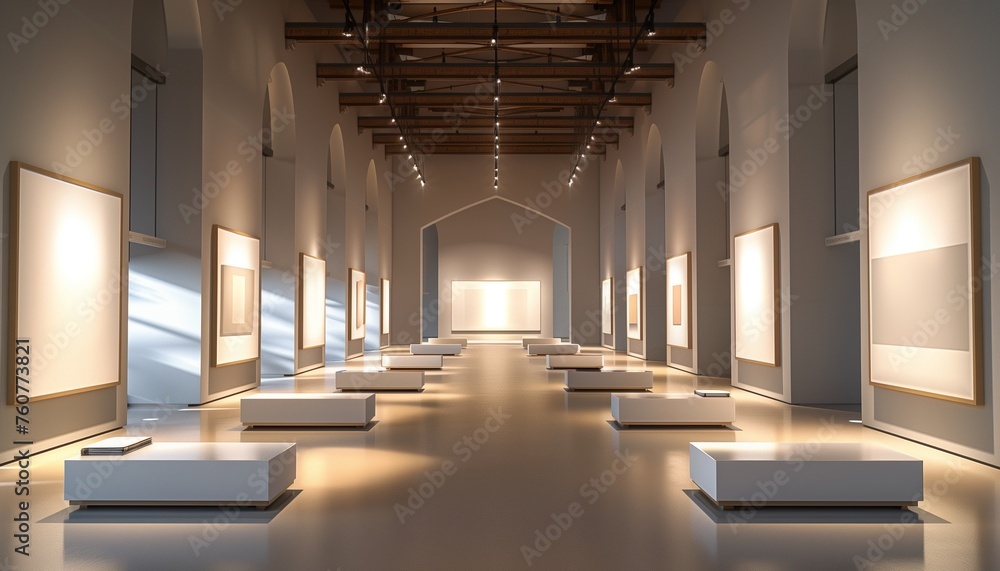 Elegant Gallery Interior with Spacious Layout and High Ceilings ...