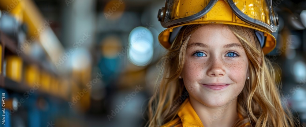 Children wearing construction engineer hats eagerly unloading materials ...