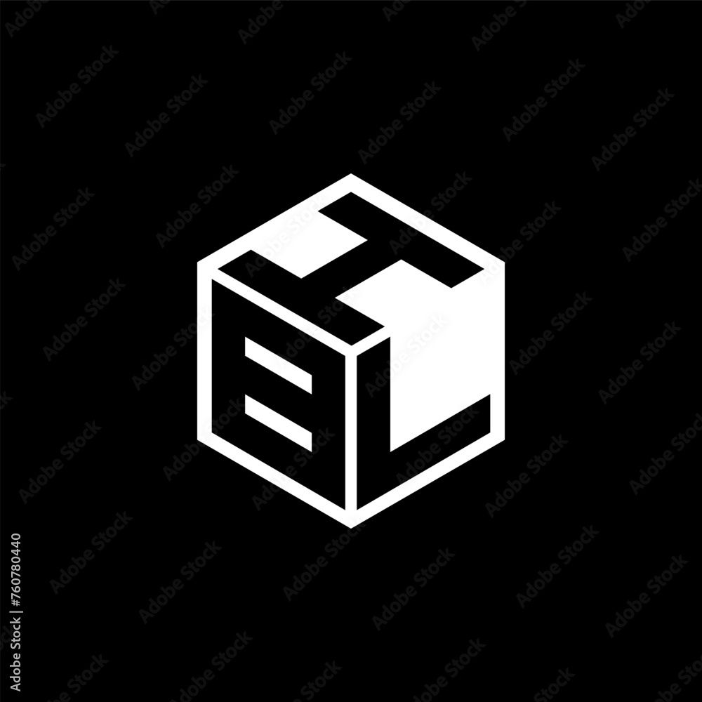 BLH letter logo design with black background in illustrator, cube logo ...