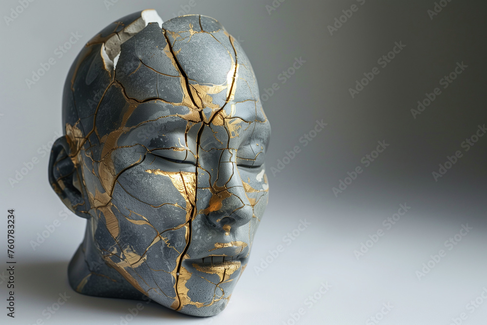 Statue of a person with copy space. Concept of trauma and psichological ...