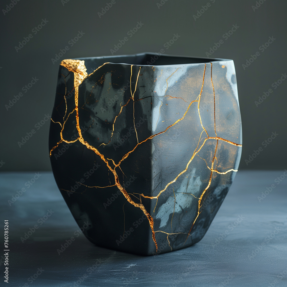 Beautiful cup with traditional Japanese Kintsugi cracks restoration by ...