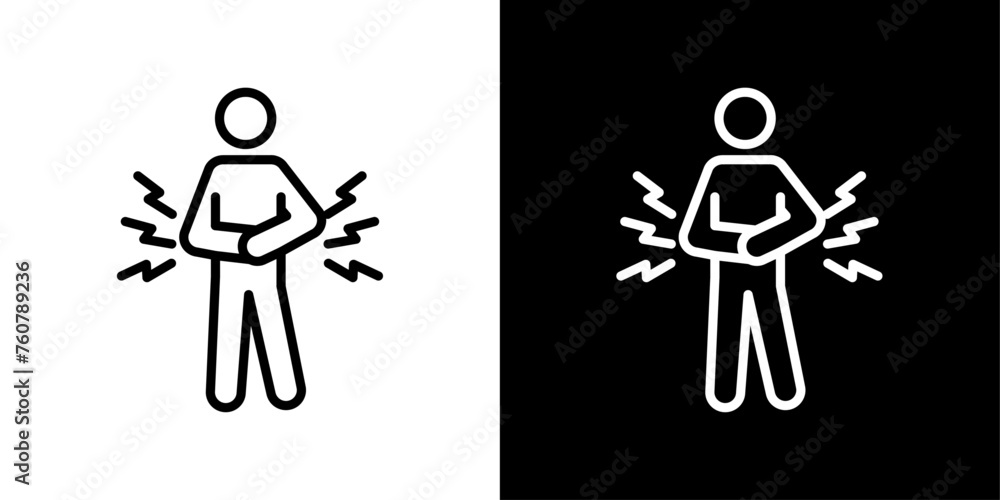 Discomfort and Muscle Ache Icon Set. Pain and Inflammation Warning ...