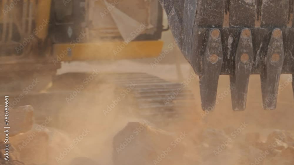 Industrial Earthmover, Bulldozer Bucket Efficiently Excavates Soil ...