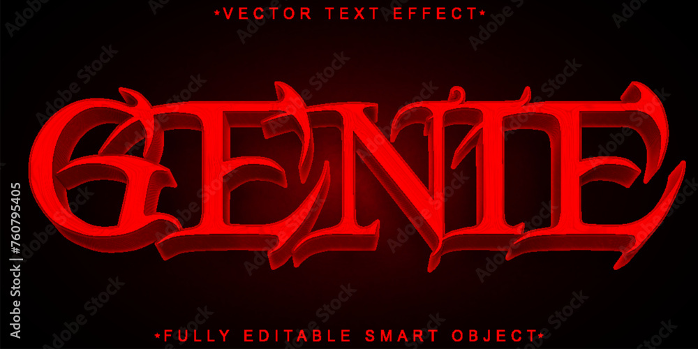 Red Genie Horror Vector Fully Editable Smart Object Text Effect Stock ...