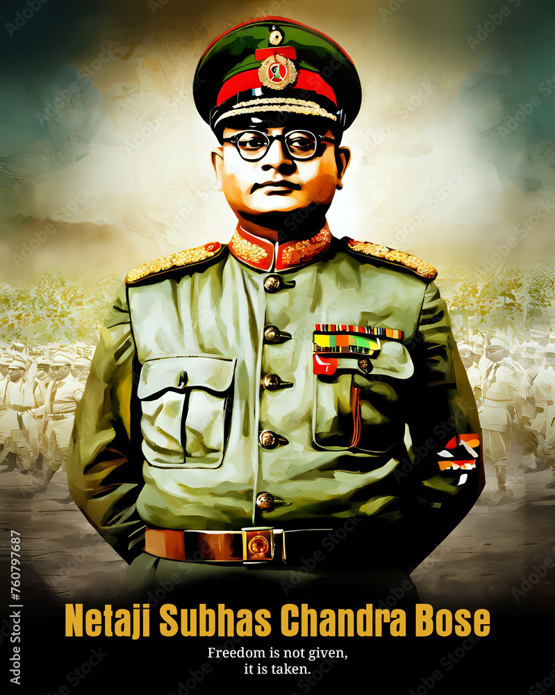Netaji Subhas Chandra Bose Painting Portrait. Creative concept of 23 ...