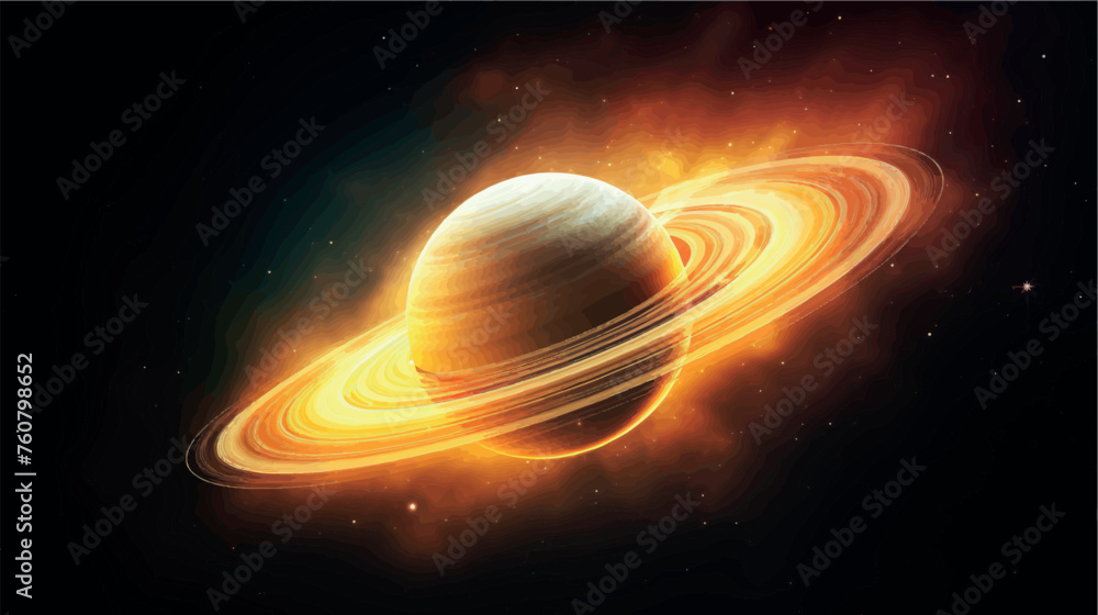 Planet saturn in space realistic illustration. Planet saturn vector ...
