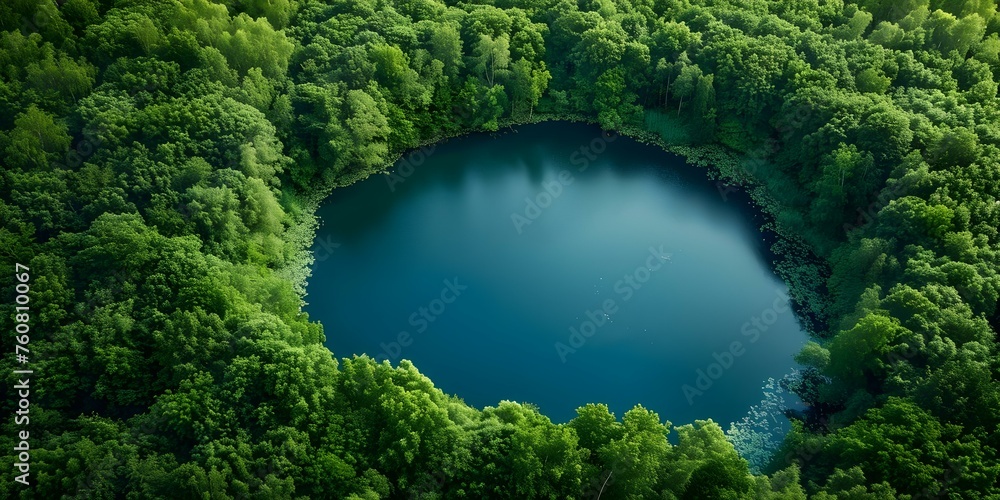 Preservation of Water in Nature: A Droplet-Shaped Lake with Lush Green ...
